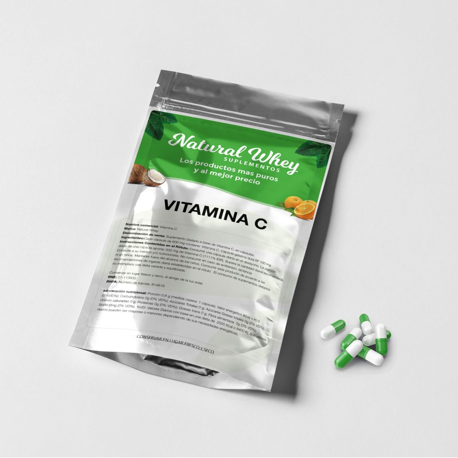 ACIDO ASCORBICO – VITAMINA C PURA X 60 CAPSULAS – Natural Whey Suplementos